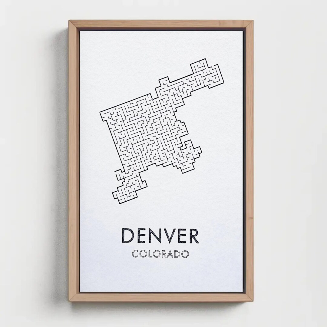 Denver Colorado Maze Art Print Modern Minimalist Wall Decor Plotted ...