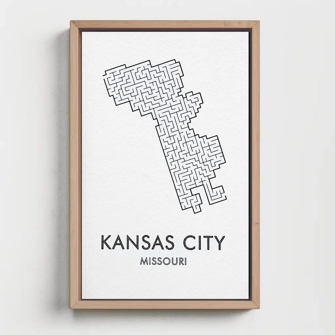 Kansas City Missouri Maze Art Print - Modern Minimalist Wall Decor ...