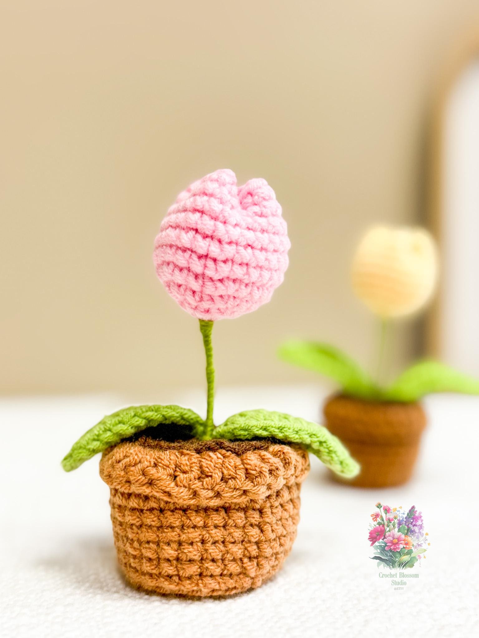 Handmade Crochet Tulips in Pot – Mini Crochet Flowers — Forever ...