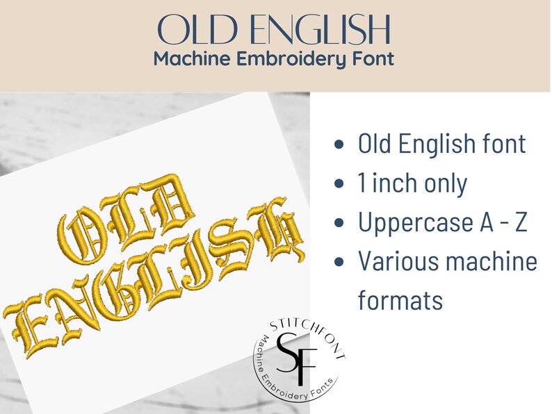 Machine Embroidery Satin Stitch Font - Old English - 1 Size - 8 Formats ...
