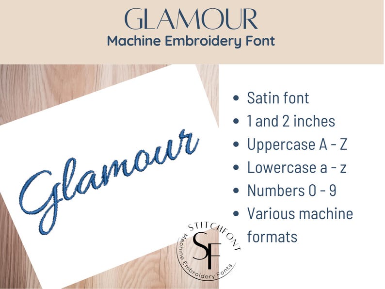 Machine Embroidery Satin Stitch Font - Glamour - 2 Sizes - 8 Formats ...