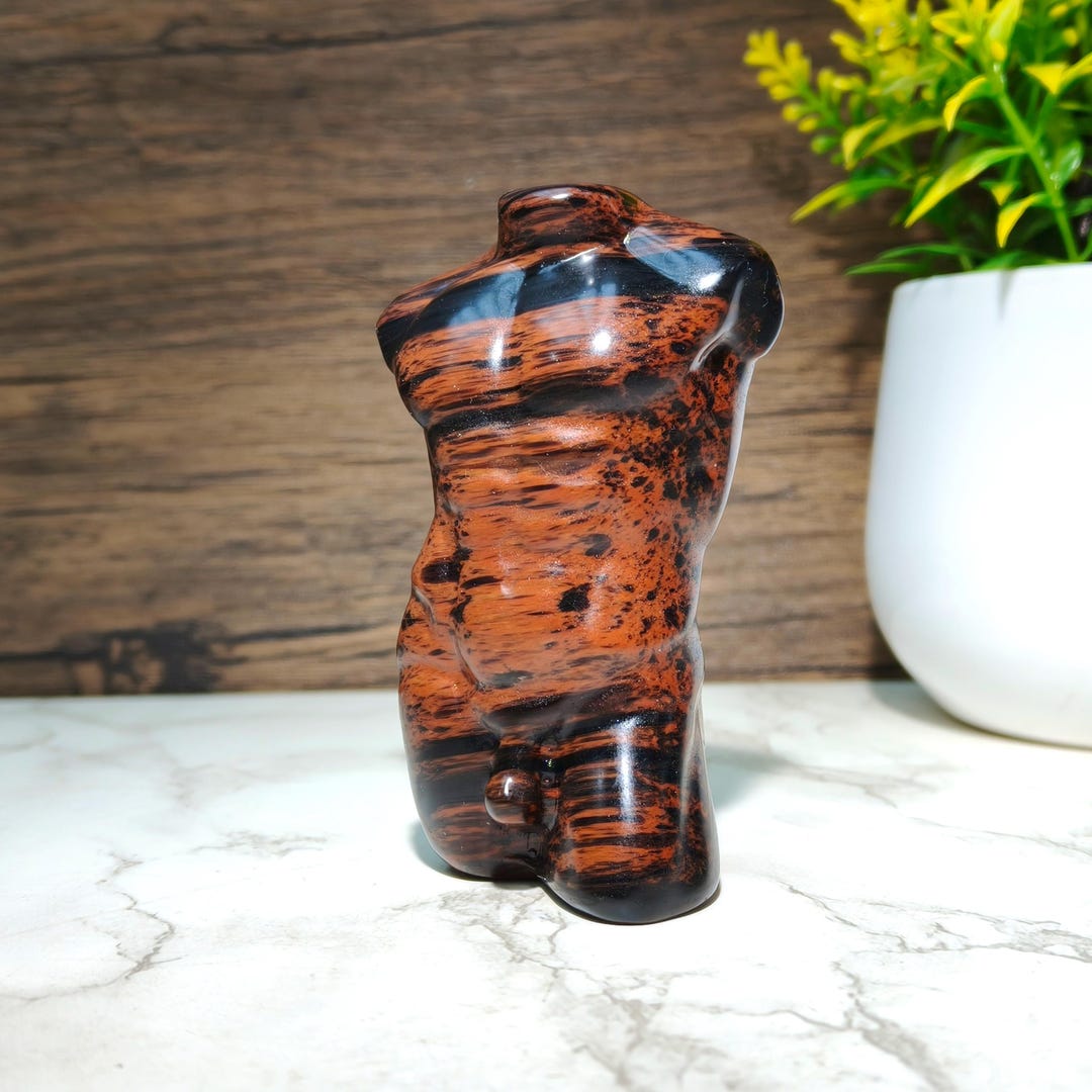Natural Red Obsidian Male Body Models, Hand Carved Crystal Model Gifts ...