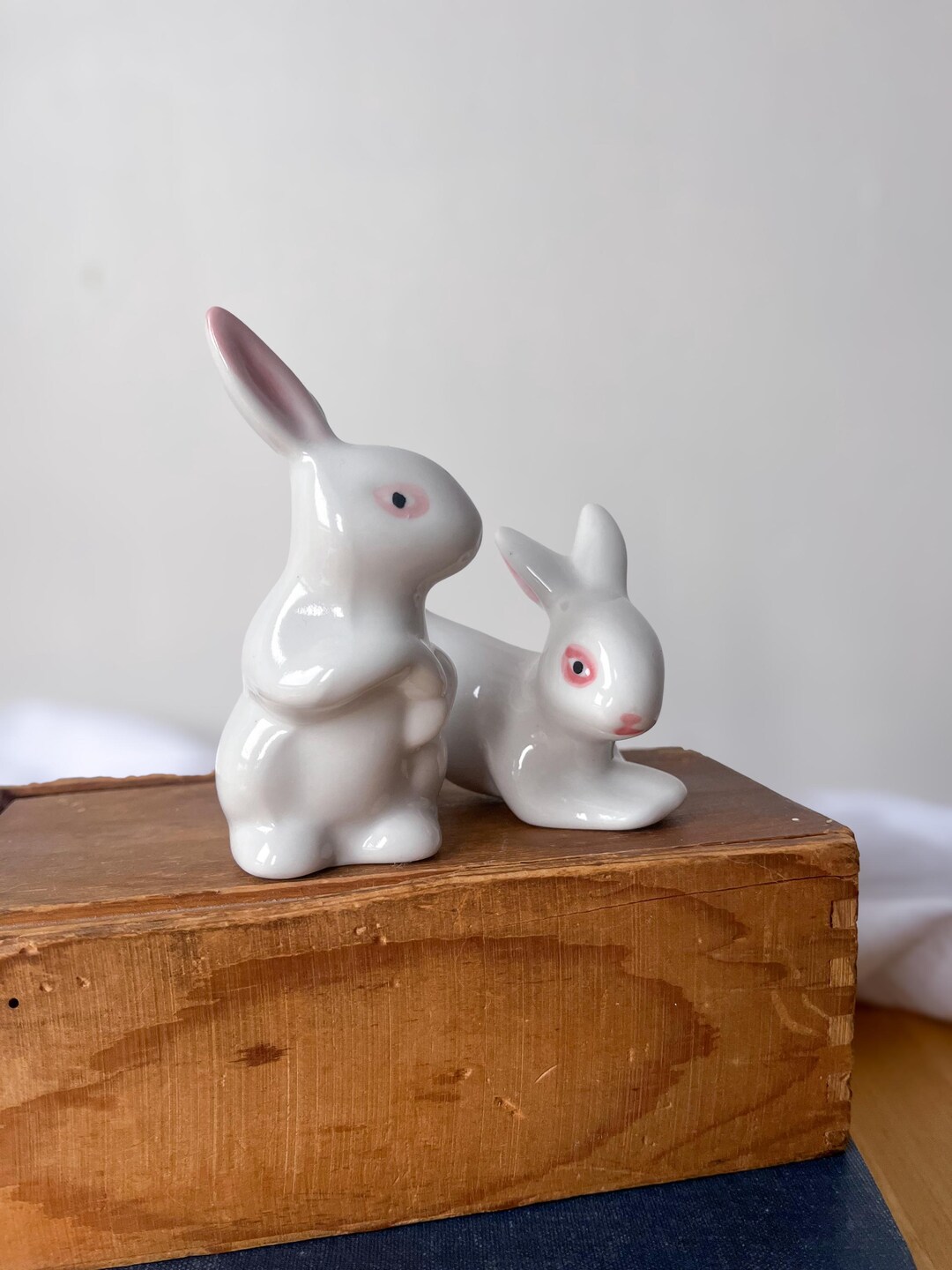 White Porcelain Rabbit Figurines, Small Bunnies, Vintage Porcelain ...
