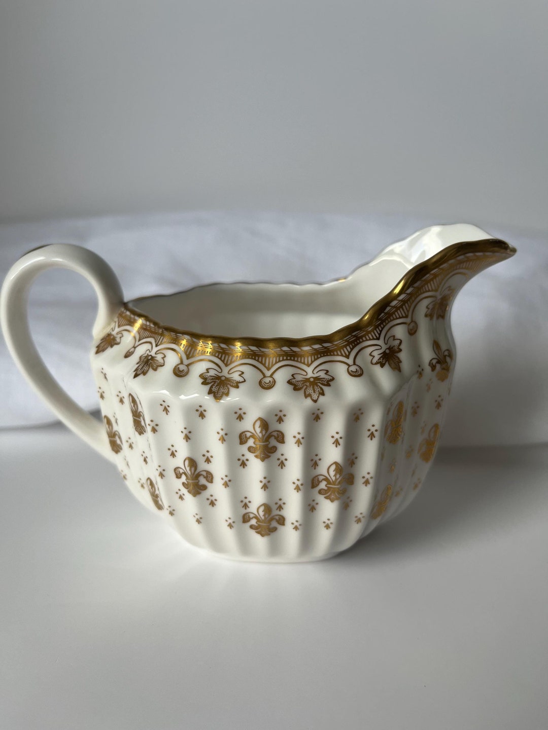 Spode Fleur De Lys Gold Creamer, Gold Rim Pitcher Y8063, Milk Jug, High ...