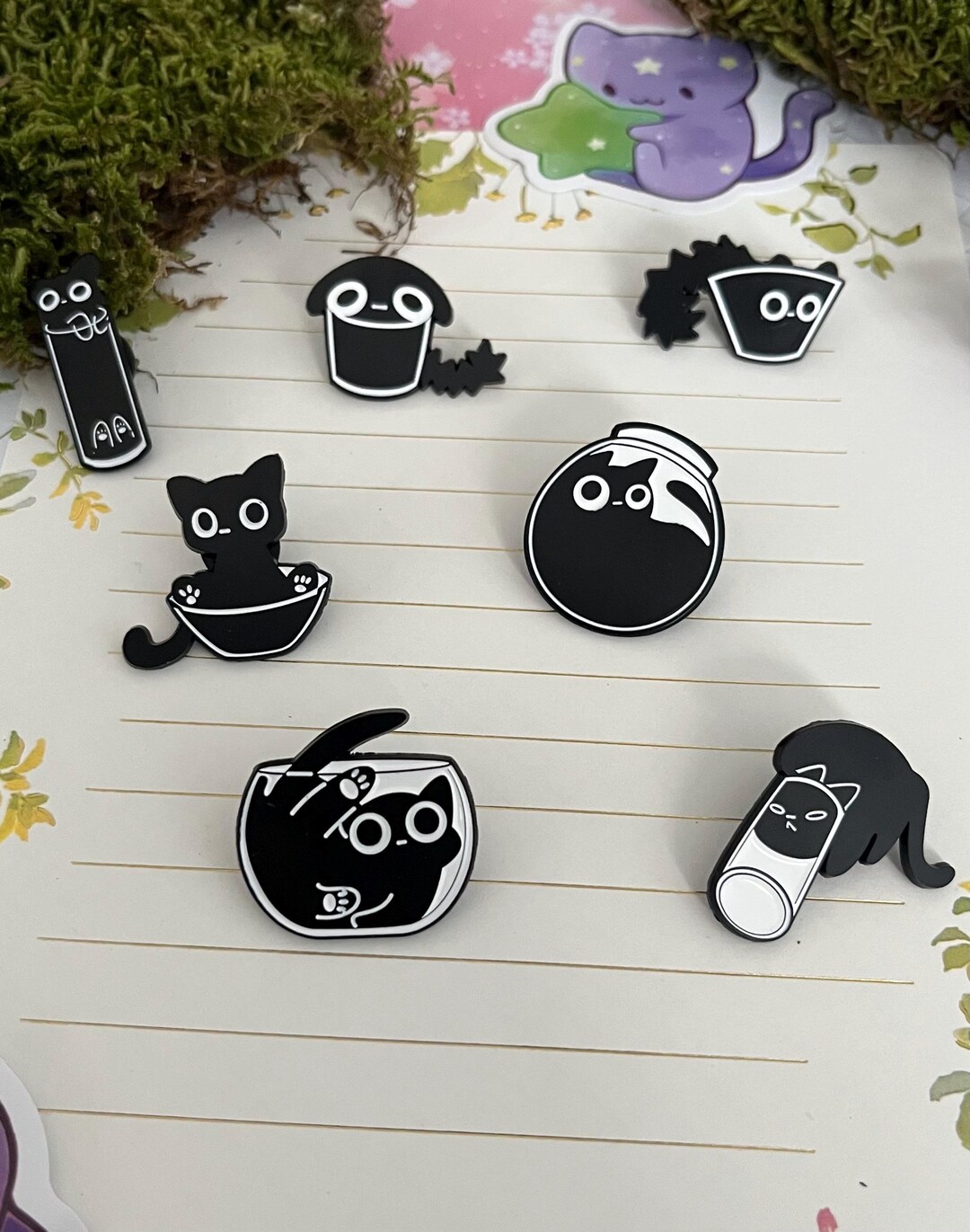 Silly Cat Enamel Pins | Black, and White | Cat Pin - Etsy