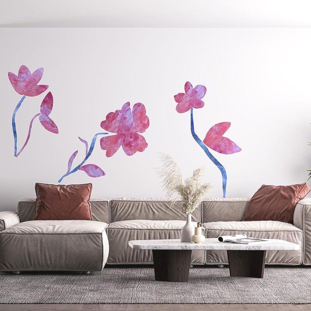 Extra Large Wall Art: Hand Painted Unique Wallpaper - Peel and Stick ...
