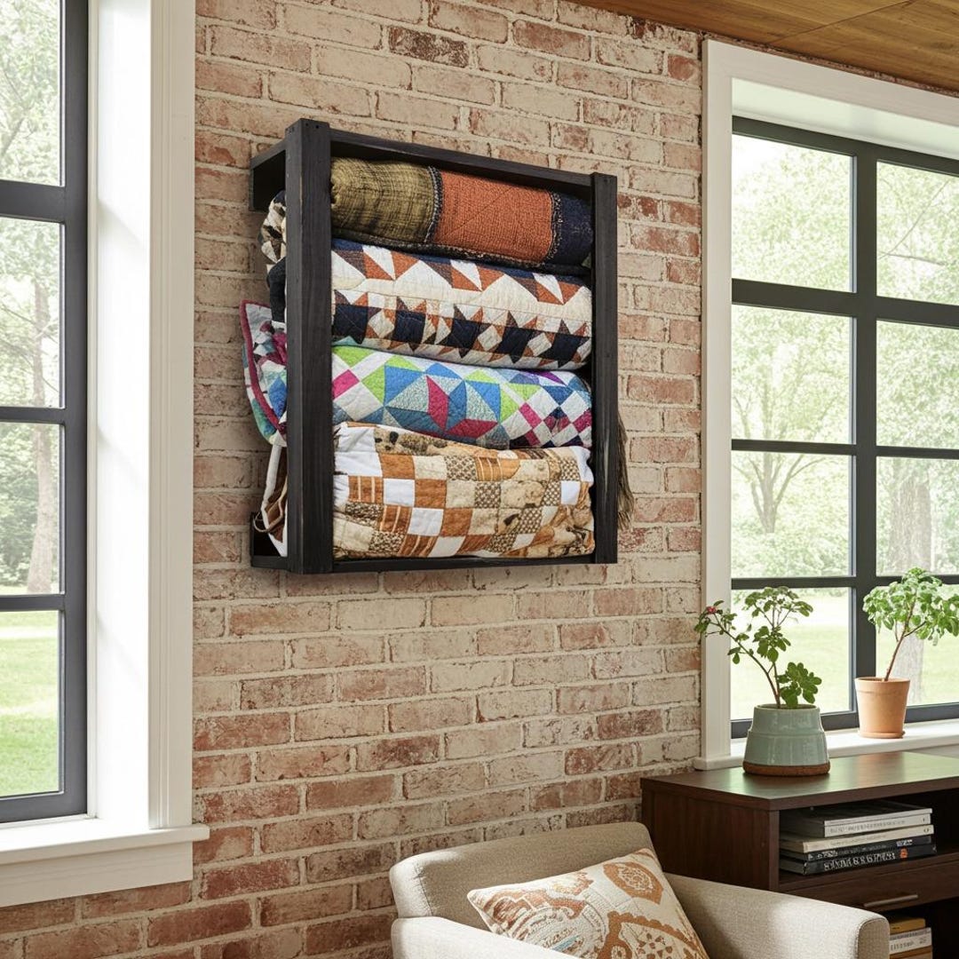 Easy-hang Quilt Wall Display Rack | Custom Blanket Holder Frame Case ...
