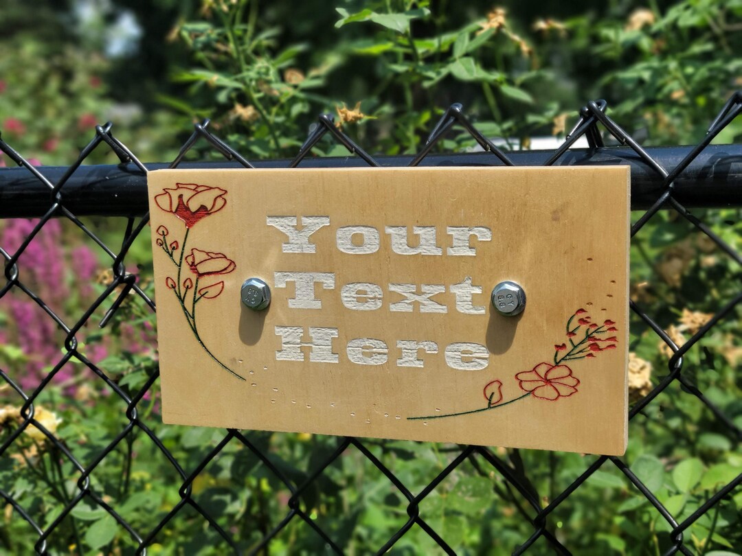 Custom Chain-link Fence Wood Garden Signs – Personalize Gift Outdoor ...
