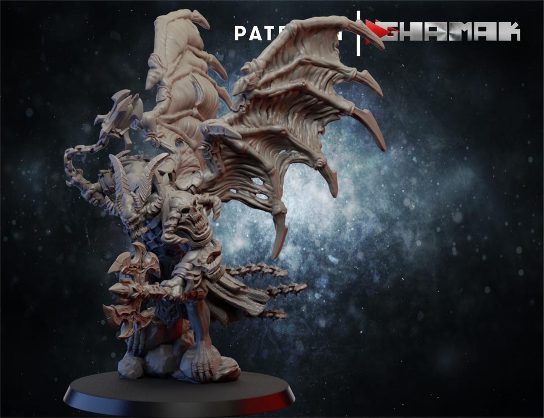 Winged Demon Flying Chaos Prince (60mm Base, 146mm Height) 3D Printed ...