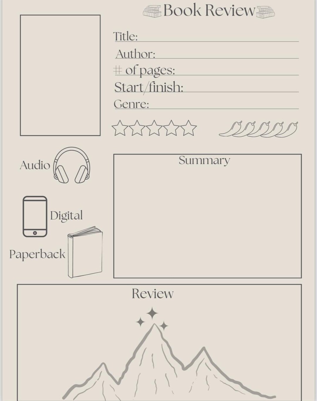 ACOTAR Book Review Template - Etsy