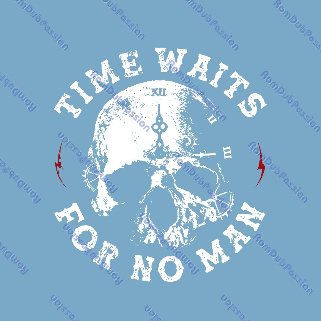 Time Waits for No Man Png File, Skull Clock Graphic Design, Sarcastic ...