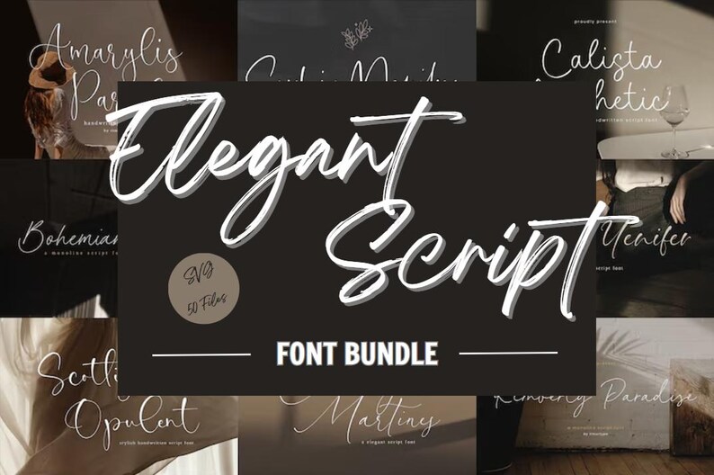 Font Bundle Elegant Script Fonts, Font Bundle for Cricut, Groovy Fonts ...