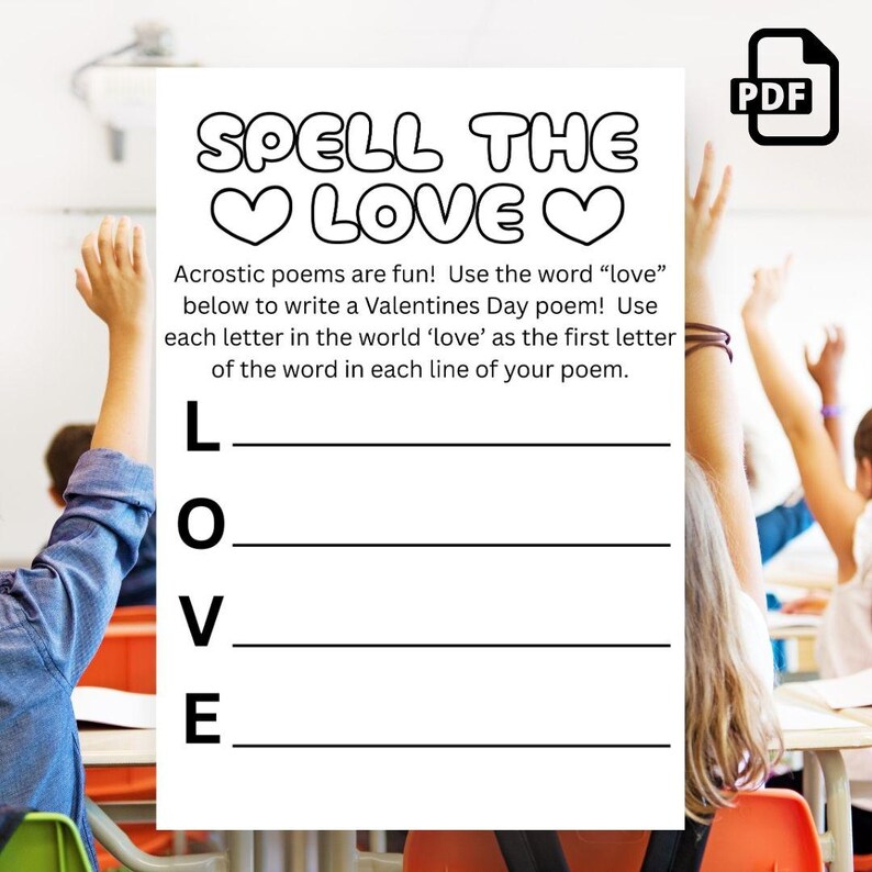 Valentine's Day Acrostic Poem Worksheet | Kids' Writing Activity (PDF ...