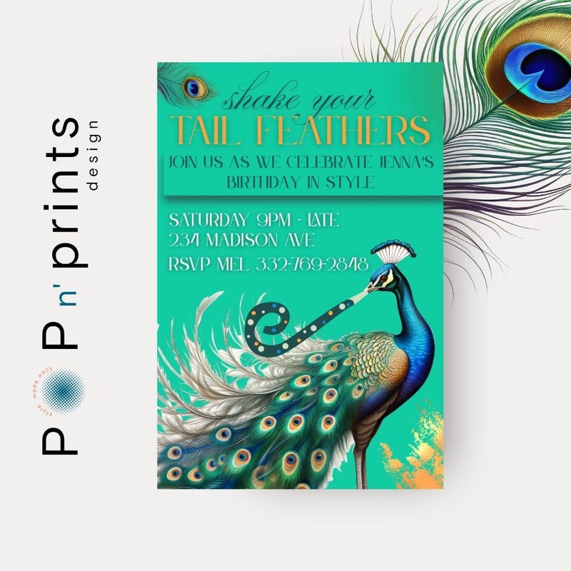 Peacock Invitations - Etsy