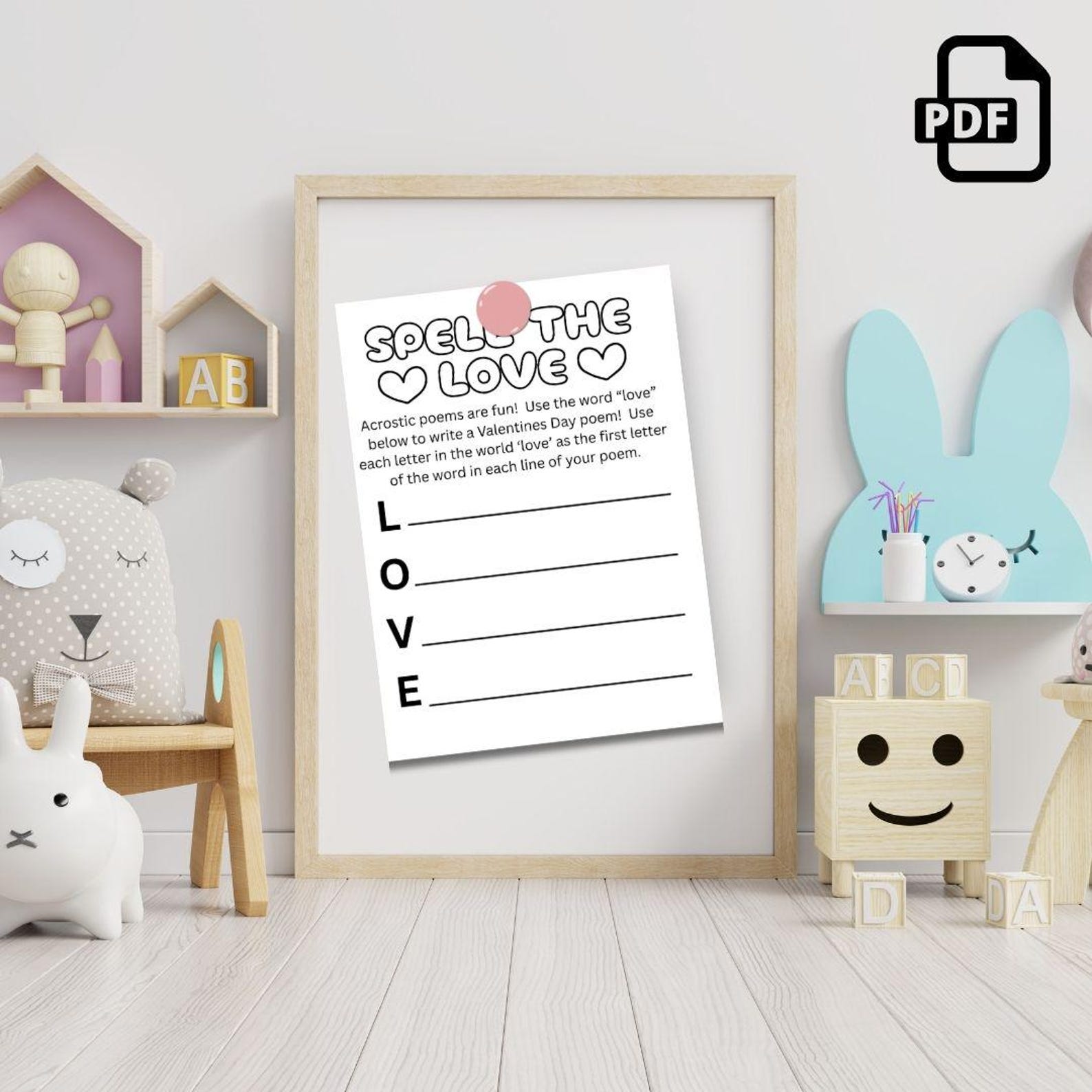 Valentine's Day Acrostic Poem Worksheet | Kids' Writing Activity (PDF ...