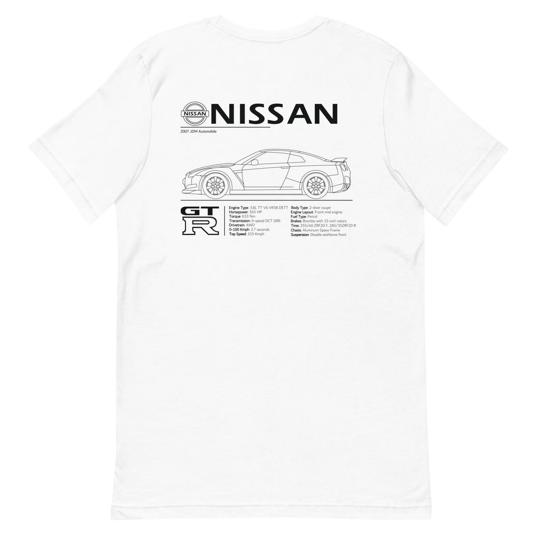 Nissan Skyline GT-R R35 T-shirt, GTR Minimalist Graphic Tee, Sportscar ...