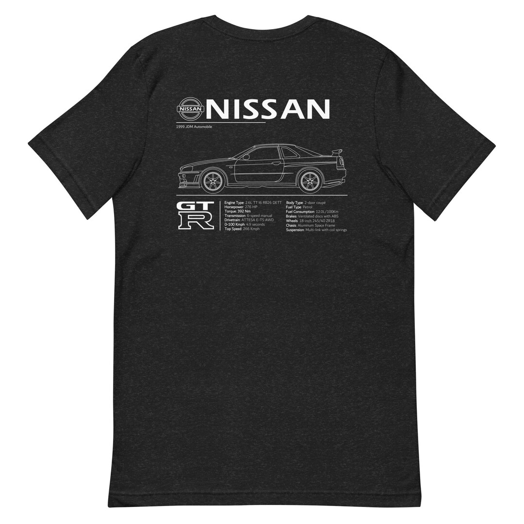 Nissan Skyline GT-R R34 T-shirt, GTR Minimalist Graphic Tee, Sportscar ...