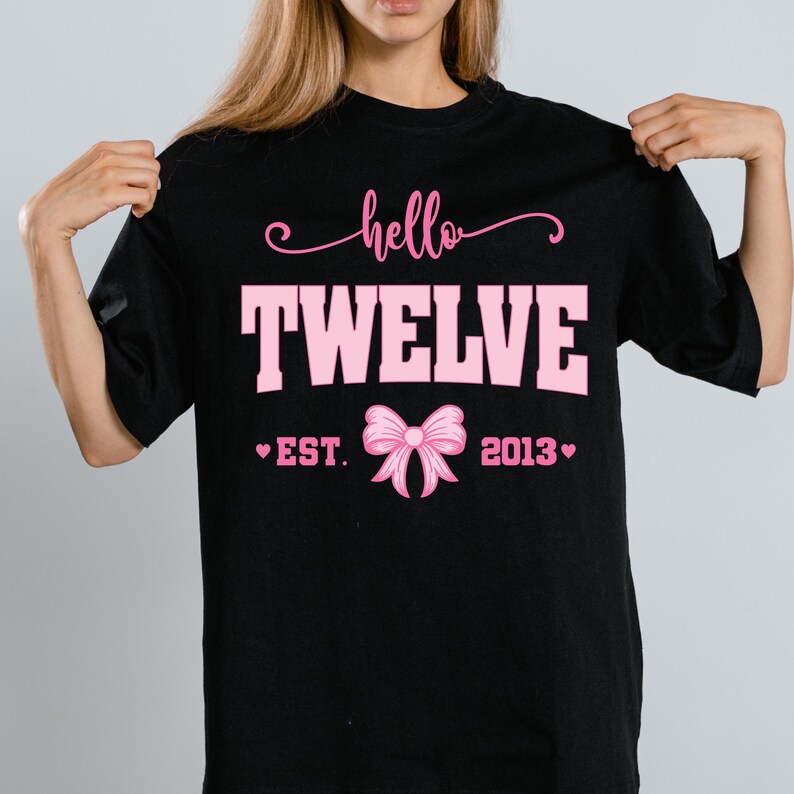 Hello Twelve Birthday SVG PNG, Bow 12th Birthday Design (digital ...
