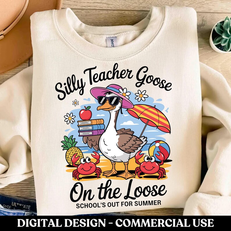 Last Day of School Teacher Goose Png Svg, Schools Out for Summer Silly ...