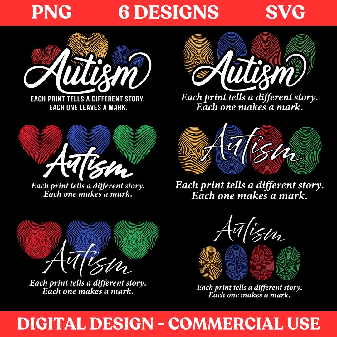 Bundle Autism Awareness Svg, Each Print Tells A Different Story Svg ...
