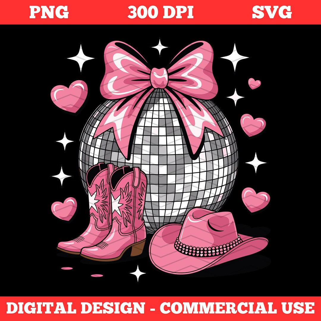 Pink Cowgirl Disco Ball PNG SVG | Western Party Design (digital ...