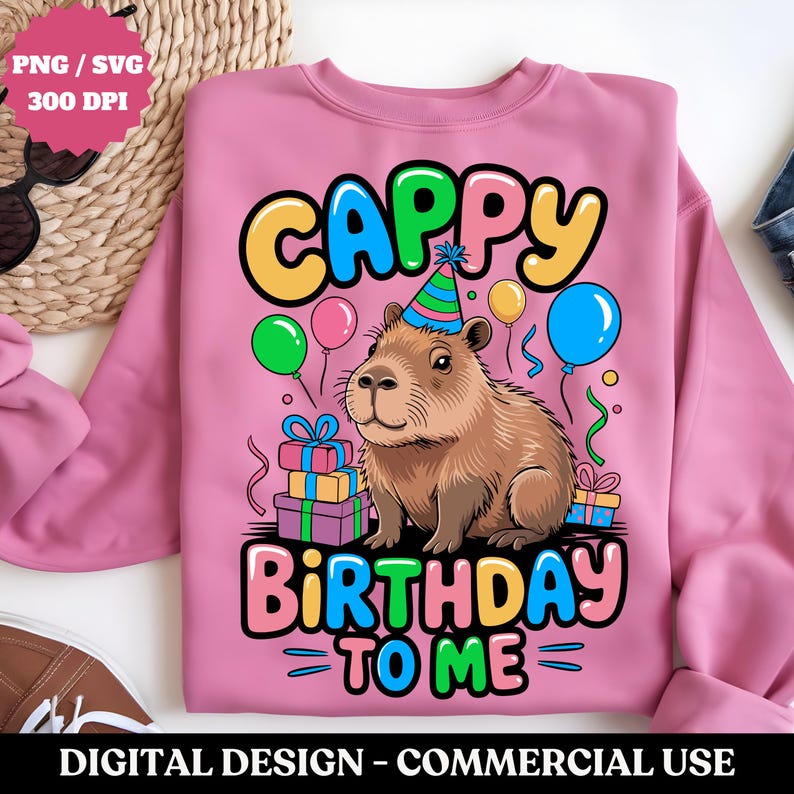 Cappy Birthday to Me PNG SVG – Cute Capybara Birthday Clipart – Happy ...