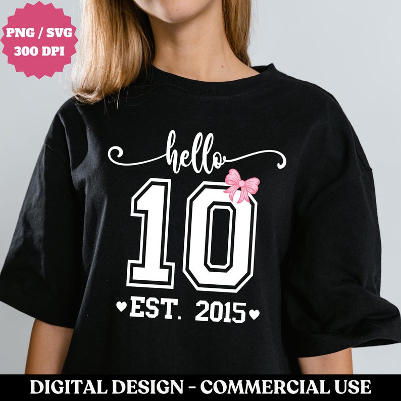 10th Birthday SVG PNG, Coquette Bow Design (digital Download) - Etsy