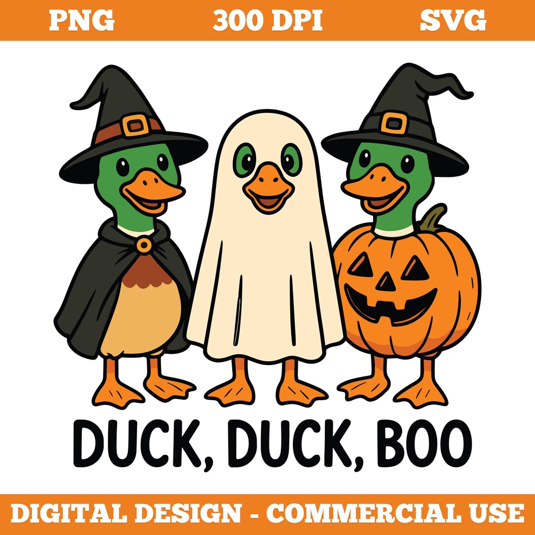 Duck Duck Boo PNG SVG – Funny Goose Halloween Design – Silly Duck Ghost ...