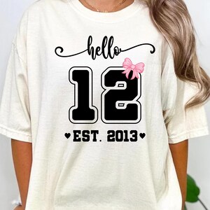 Hello Twelve Est 2013 Svg Png, Coquette Bow Birthday Svg, 10th Birthday ...