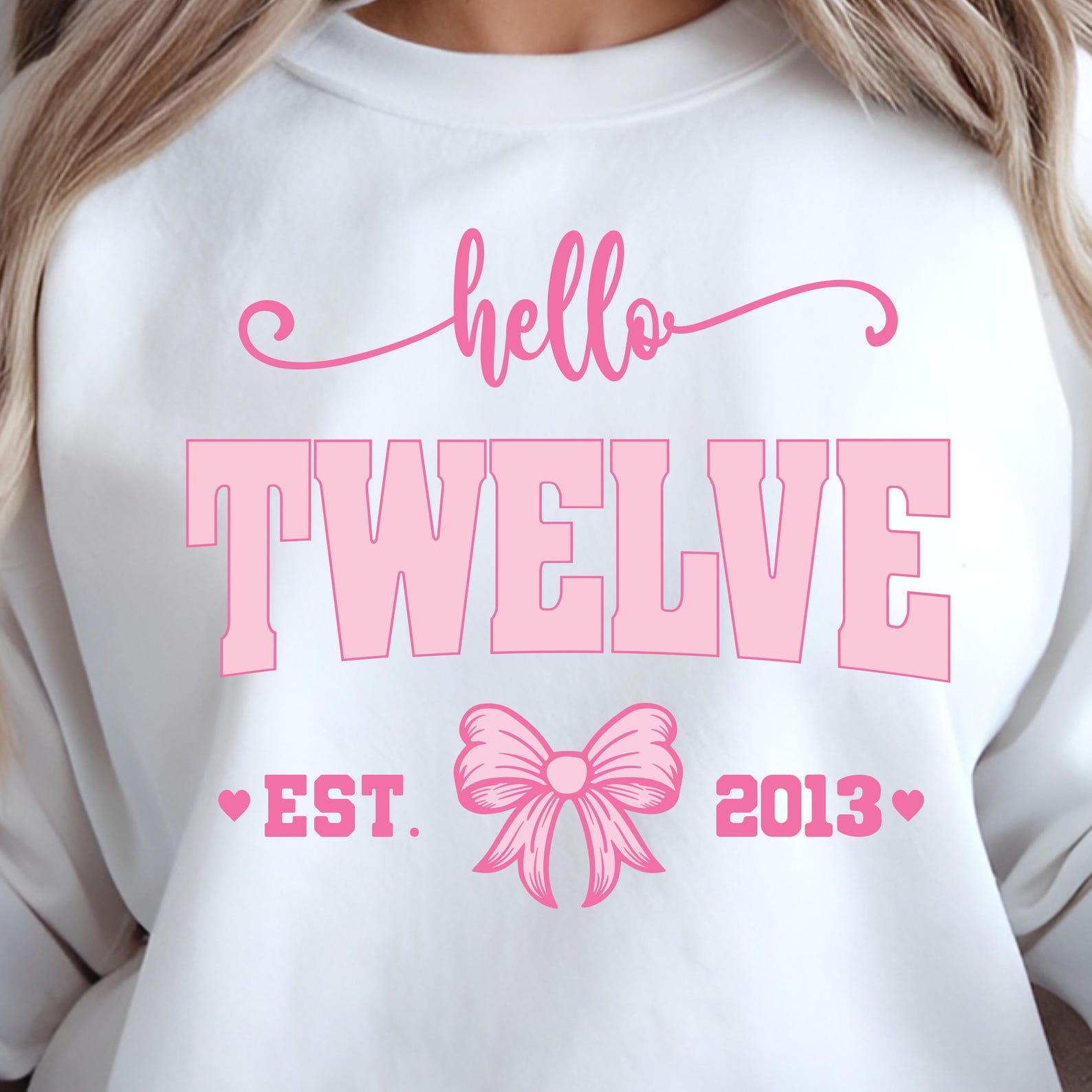 Hello Twelve Birthday SVG PNG, Bow 12th Birthday Design (digital ...