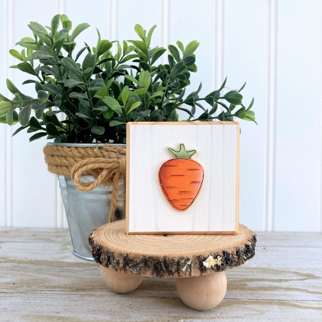 Tiny Spring Block Mini Carrot Decor Carrot Tray Decor Mini Spring Signs ...