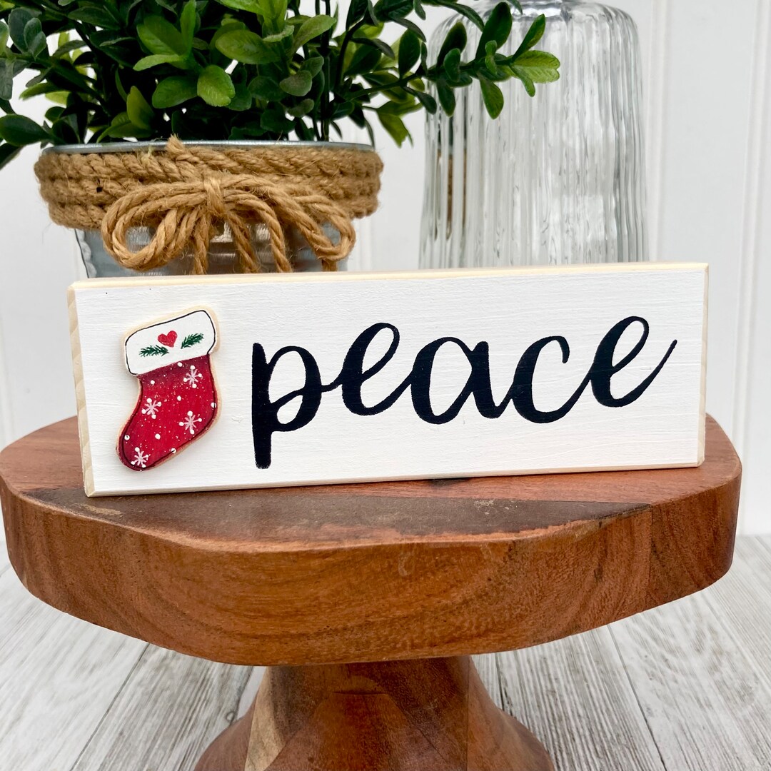 Mini Peace Stocking Sign, Christmas Decor, Christmas Stocking Decor ...