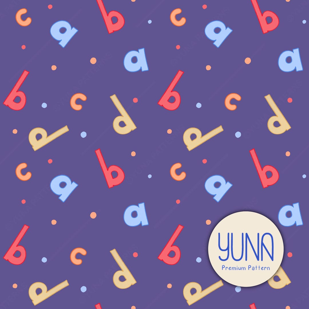 Colorful Alphabet Seamless Repeat Pattern – Bold ABC on Purple ...