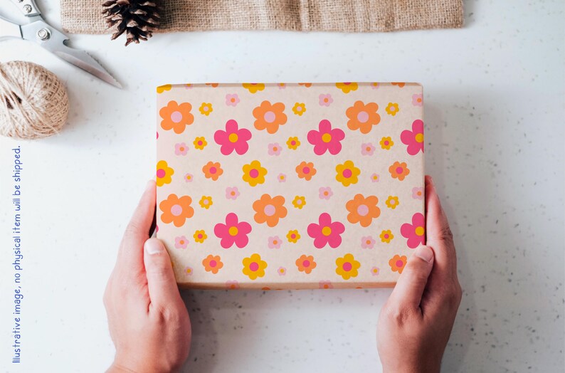 Retro Flowers Seamless Pattern Set, Bright Groovy 70s Papers ...