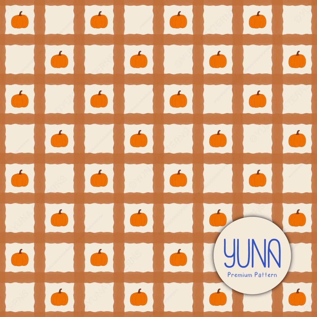 Seamless Repeat Pumpkin Gingham Pattern – Light Brown Fall Plaid ...
