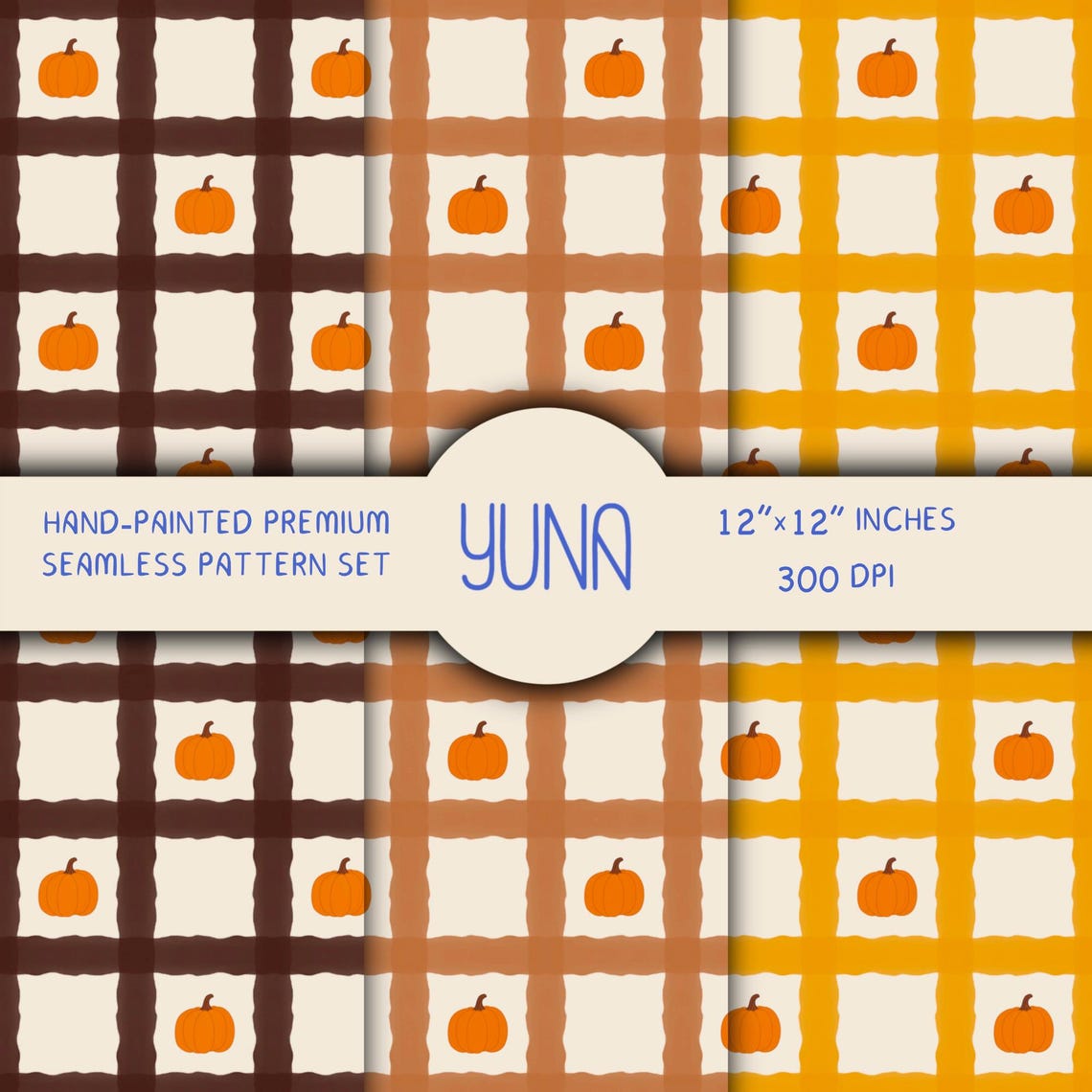Pumpkin Gingham Digital Paper, Fall Plaid Seamless Pattern Commercial ...