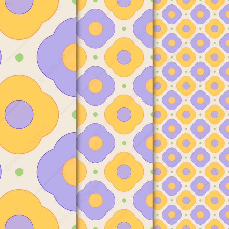 Retro 70s Flower Seamless Pattern, Bold Groovy Floral Digital Paper ...