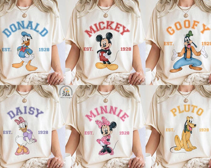 Retro Disney All Characters Comfort Color Shirt, Vintage Mickey and ...