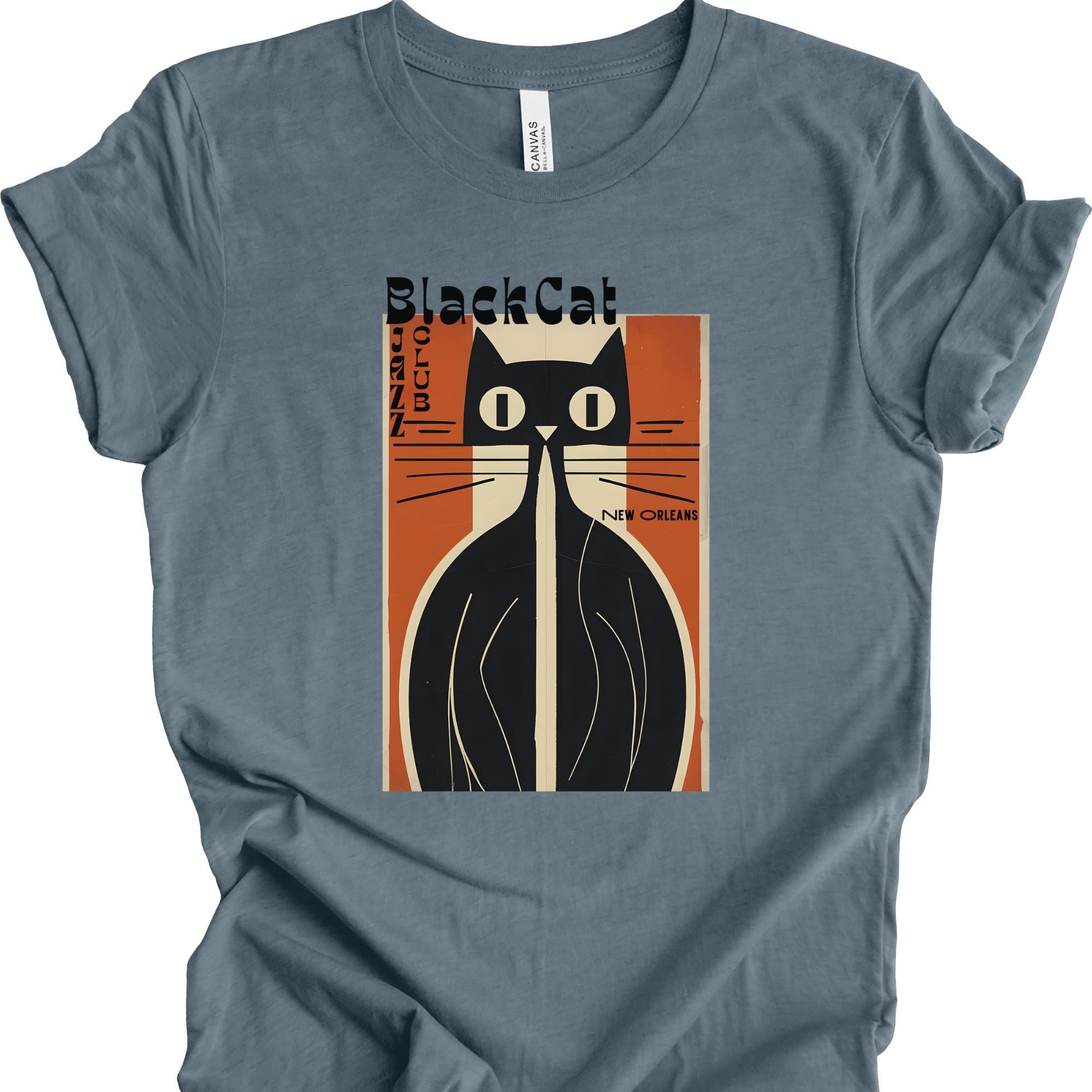 Cool Cat Shirt Jazz Club Tee Black Cat Tshirt New Orleans Music Shirt ...