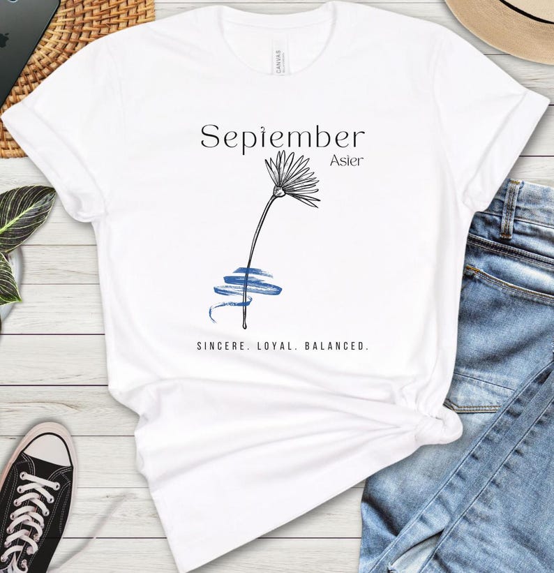 September Birth Month Flower Tee, Aster Tshirt, September Birthstone ...