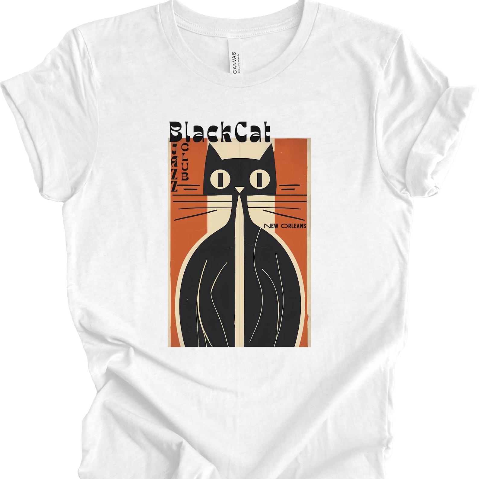 Cool Cat Shirt Jazz Club Tee Black Cat Tshirt New Orleans Music Shirt ...