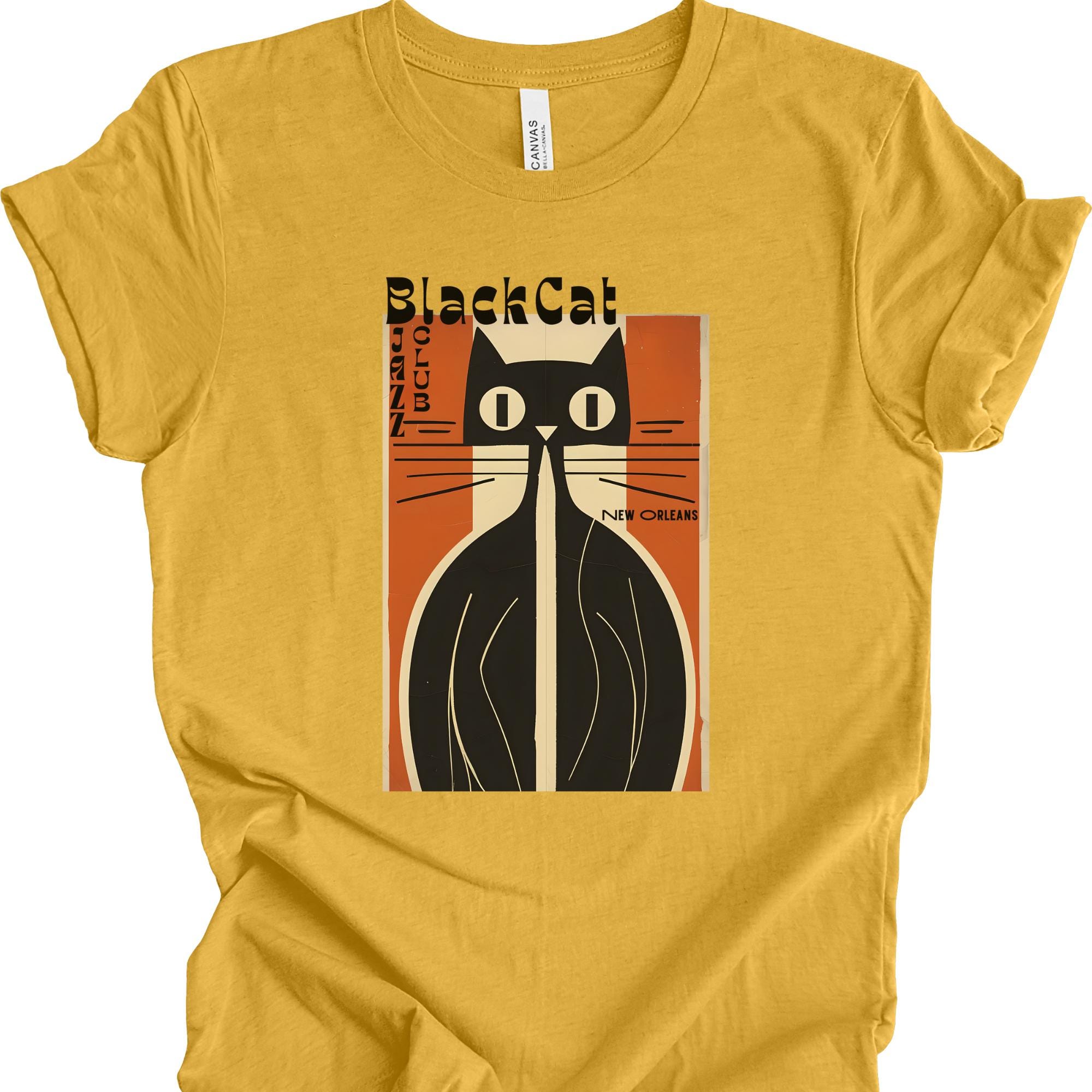 Cool Cat Shirt Jazz Club Tee Black Cat Tshirt New Orleans Music Shirt ...