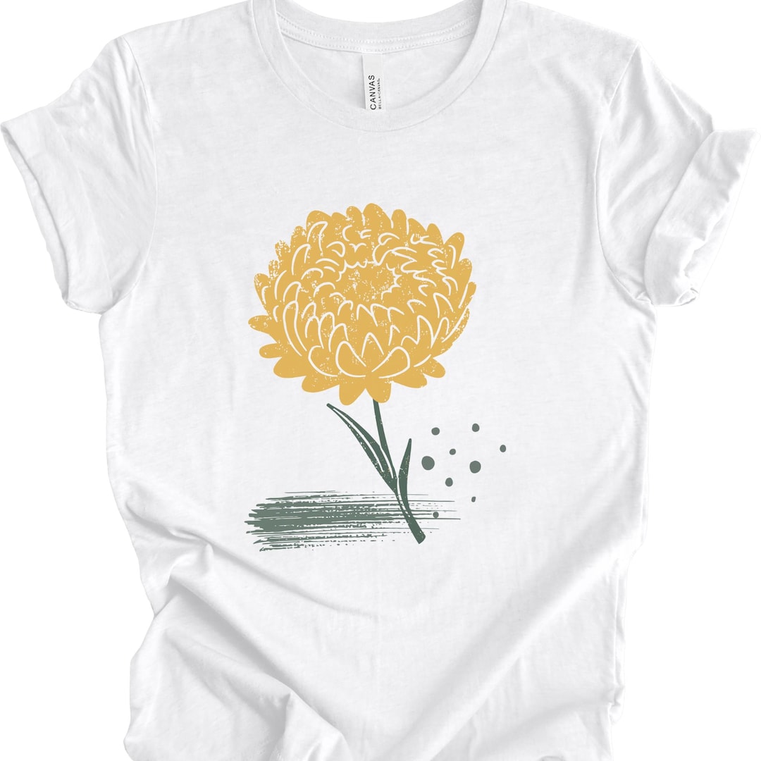 Yellow Flower T-shirt: Modern Floral Design, Boho Chic Tee - Etsy