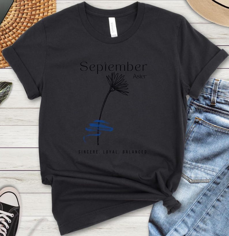 September Birth Month Flower Tee, Aster Tshirt, September Birthstone ...