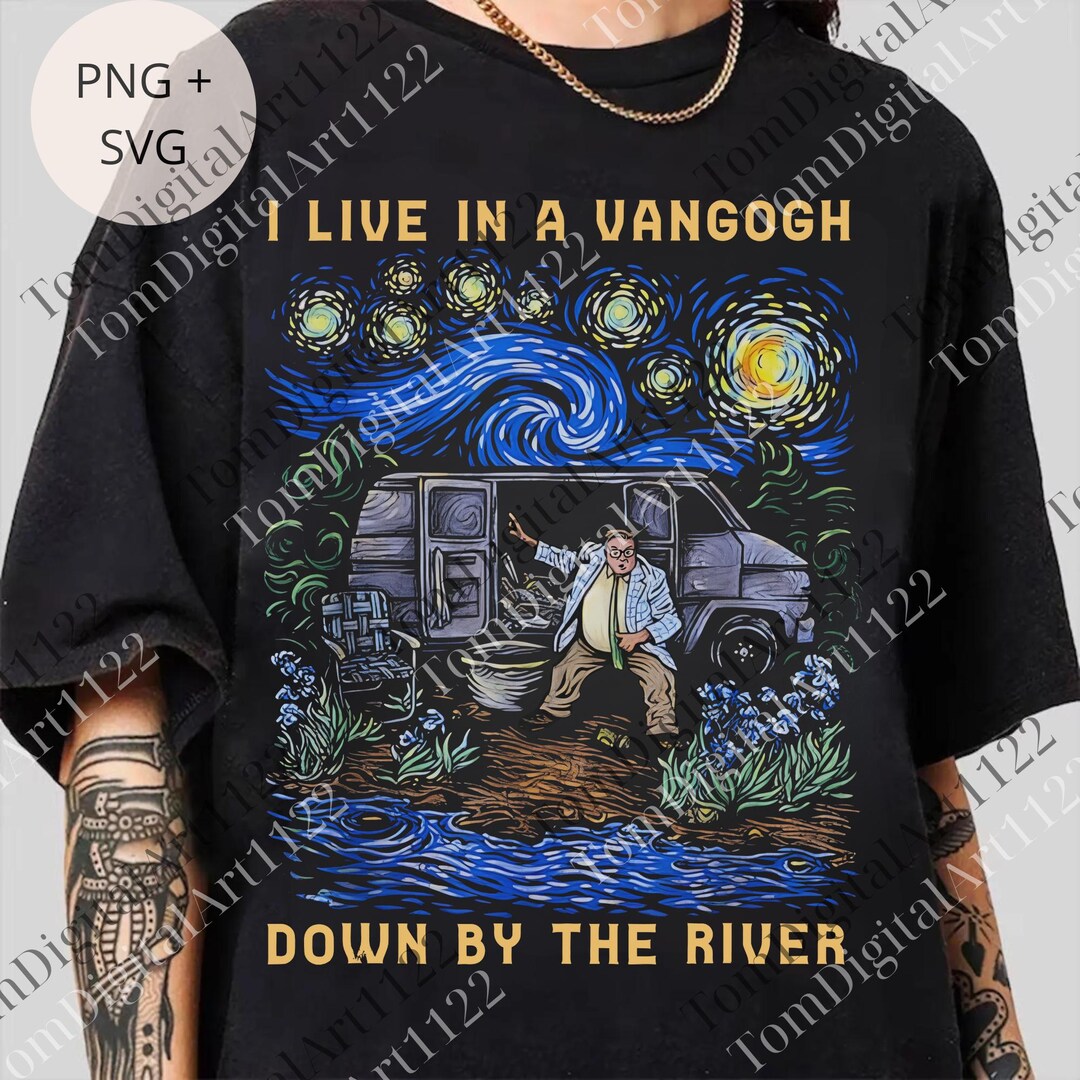 Van Gogh Live in A Van Down by the River Vintage PNG, Starry Night ...