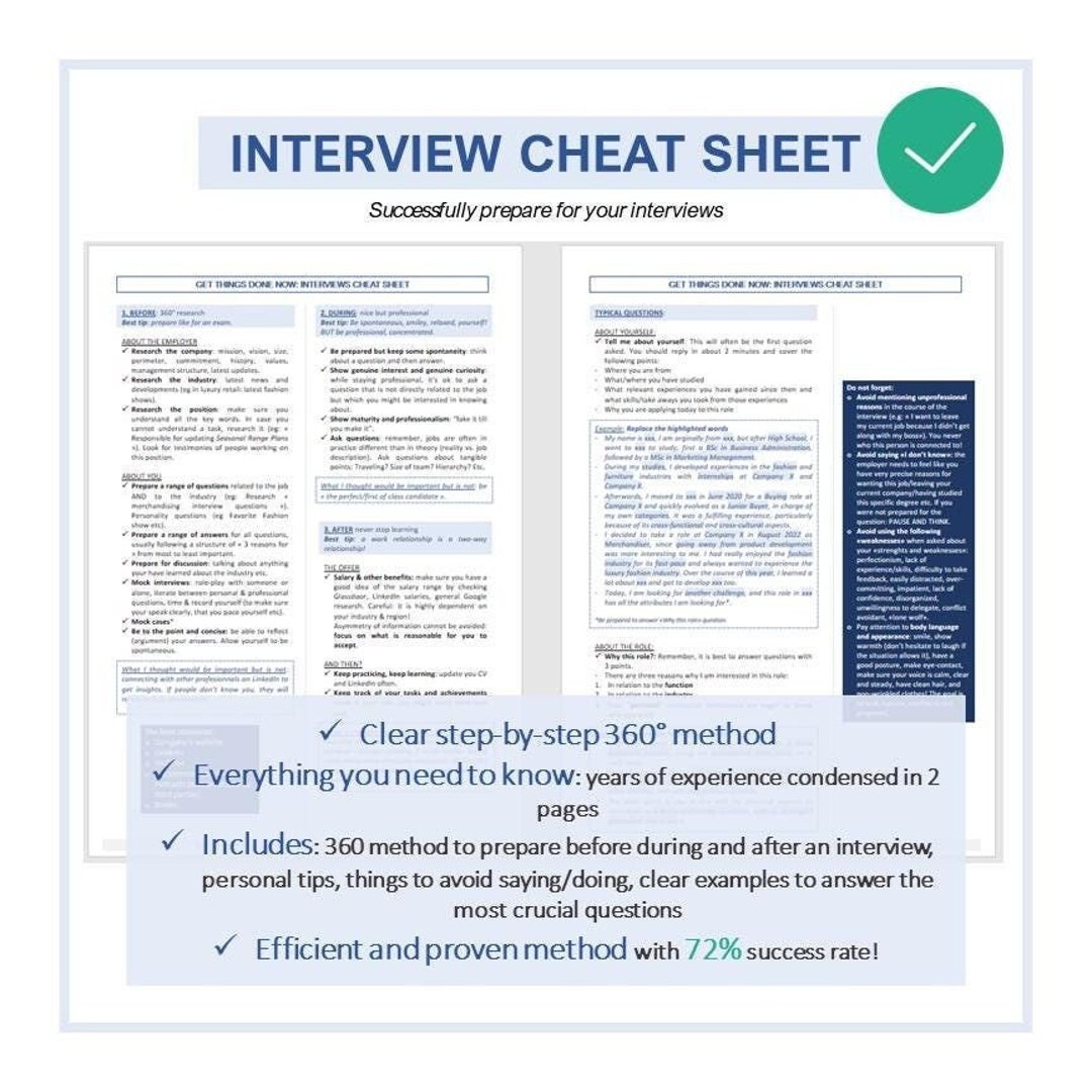Interviews Cheat Sheet: 360 Method With Examples and Best Tips to ...