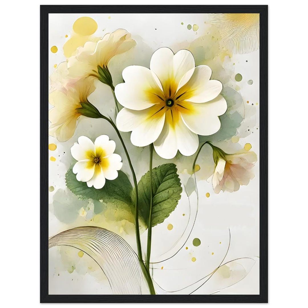 Minimalist Primrose Wall Art – Modern Botanical Print, Watercolor ...