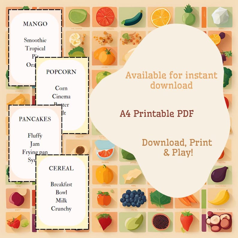 Printable Food Taboo Cards | ESL Vocabulary Activity for Kids & Adults ...