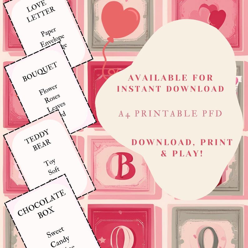 Valentine's Day Taboo Game Cards Vocabulary Printables Forbidden Words ...