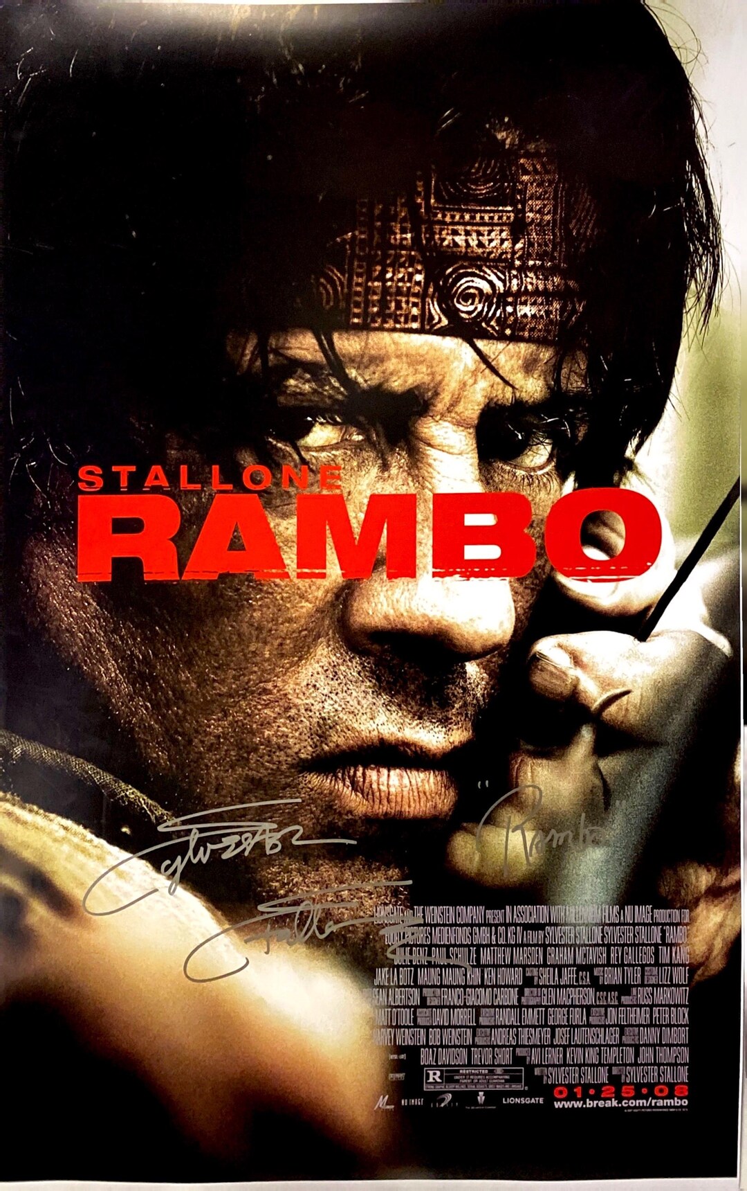 Autograph Signed Rambo Poster COA - Etsy
